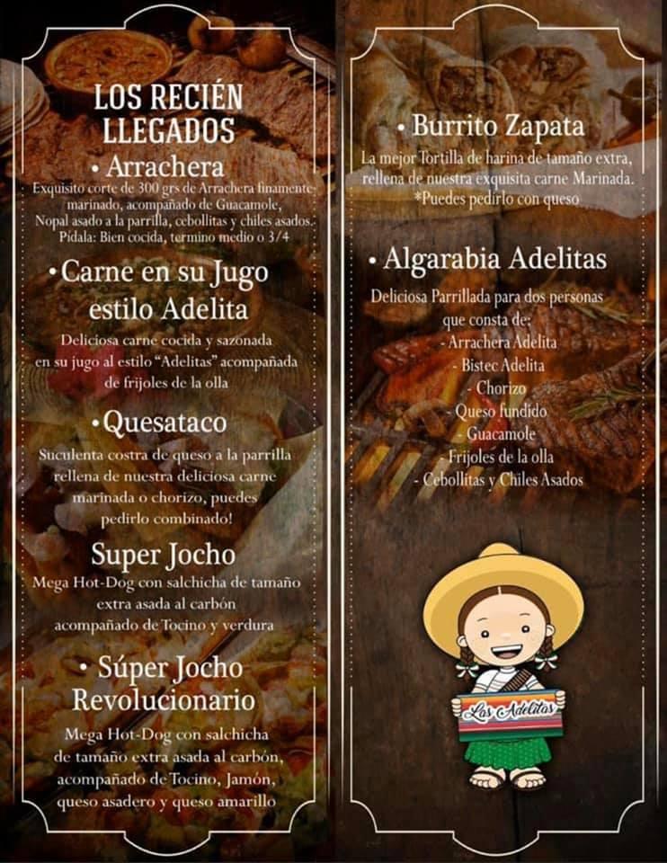 Menu at Asador “Las Adelitas” restaurant, Tanhuato de Guerrero