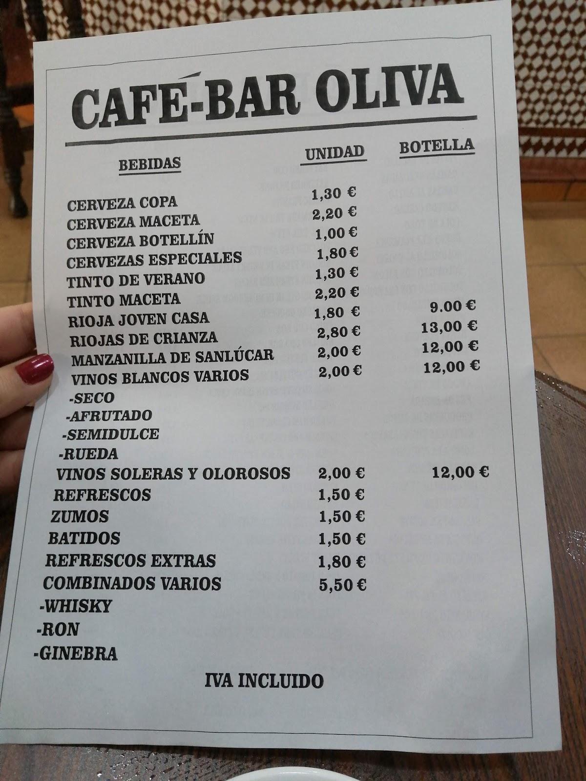 Carta de Bar La Oliva, Sevilla, C. Olivares