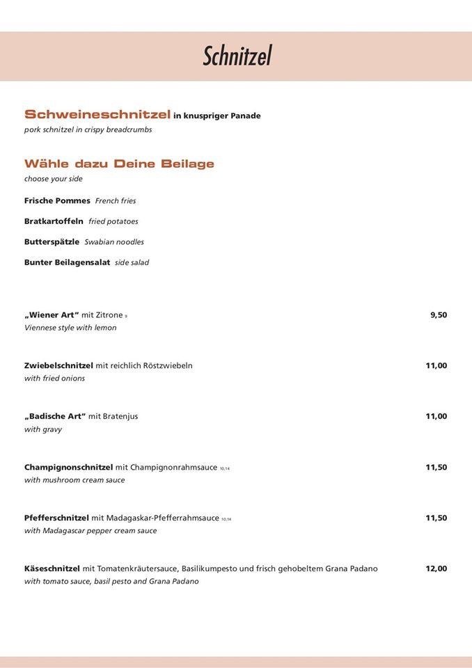 Menu at Café-Restaurant Merlin, Heidelberg