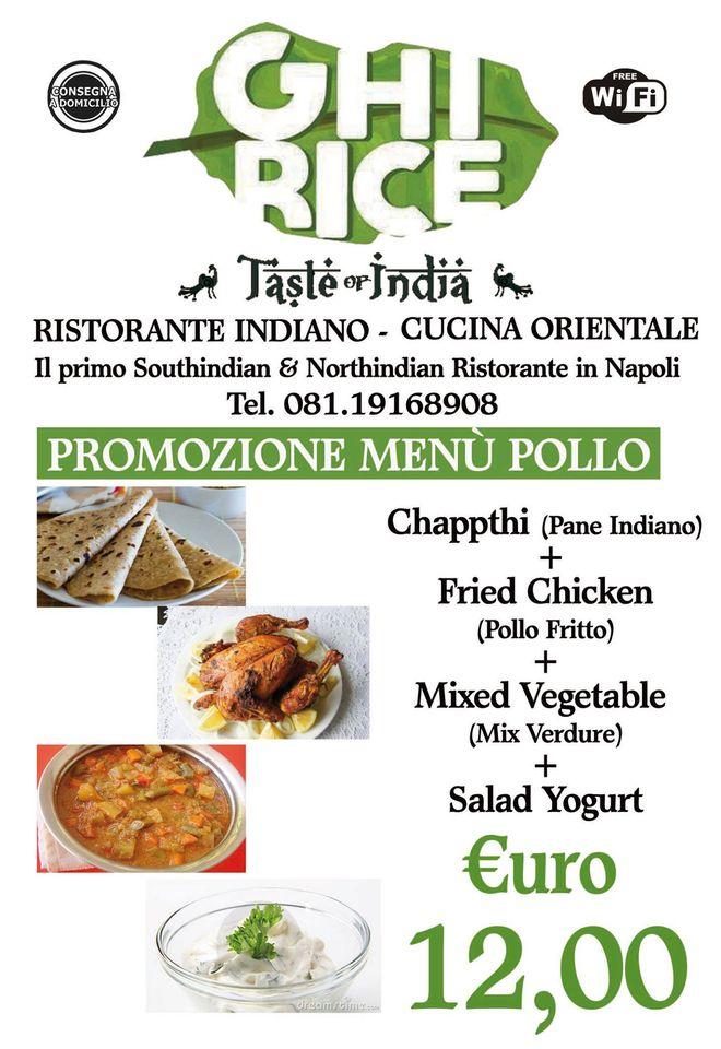 Menu at Ghi rice (indian restaurant), Naples