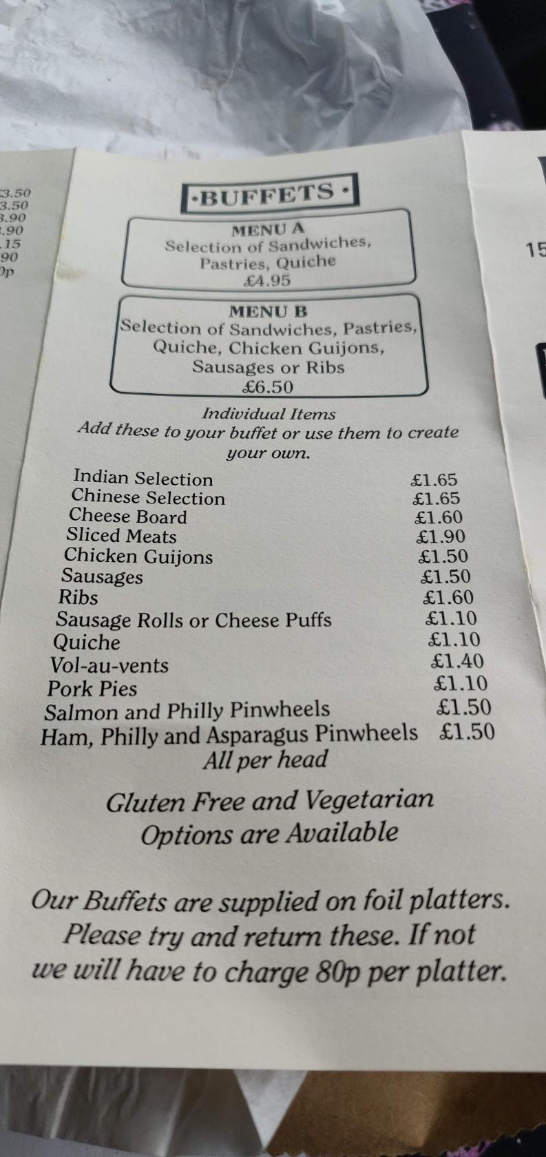 Menu at Hectors fast food, West Kirby