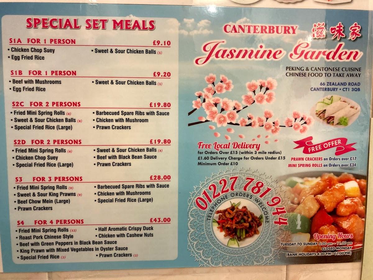Jasmine Garden Chinese Restaurant Menu at Sean Mahomed blog