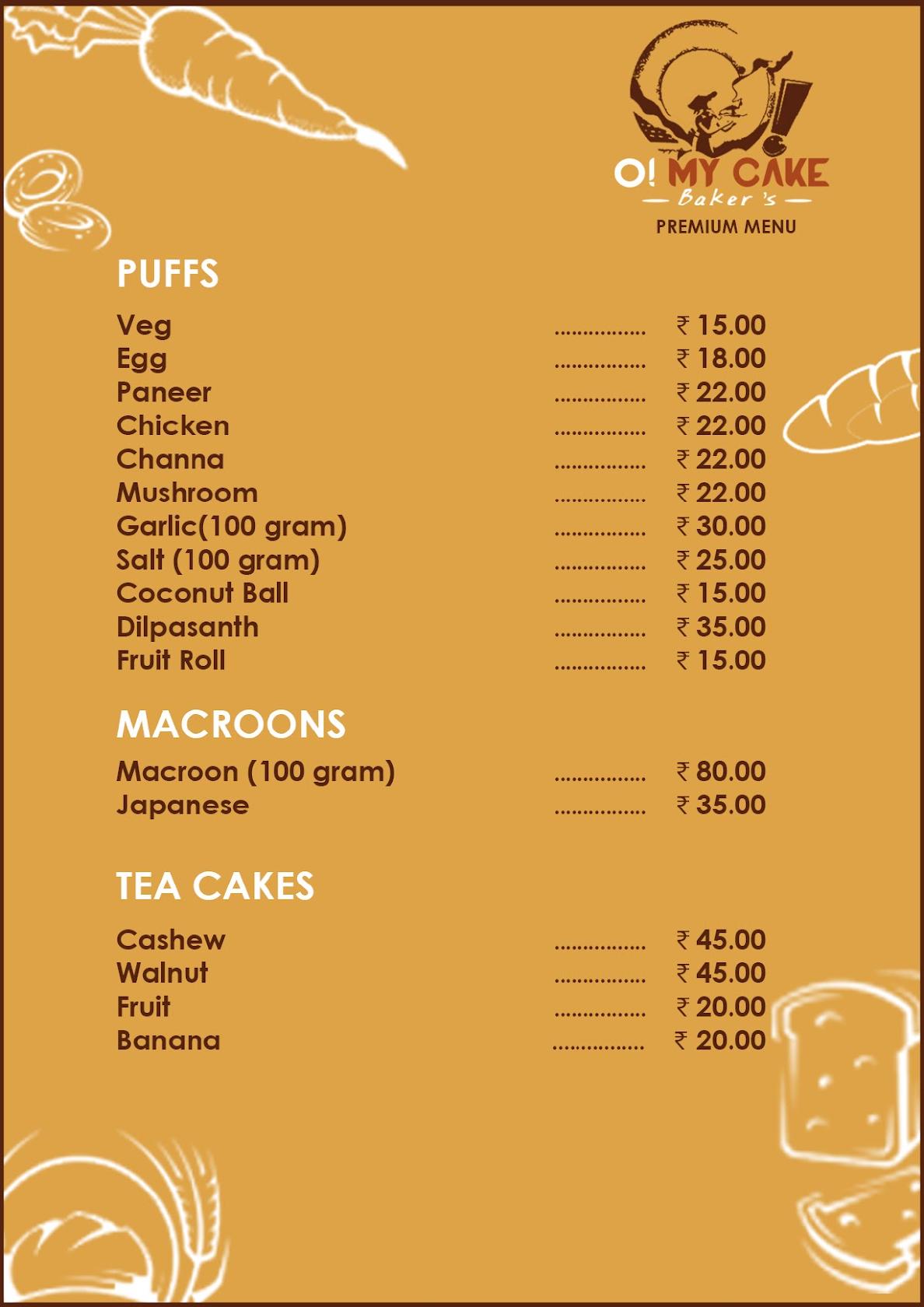 Menu at New Oh My Cake, Chennai, Food Town