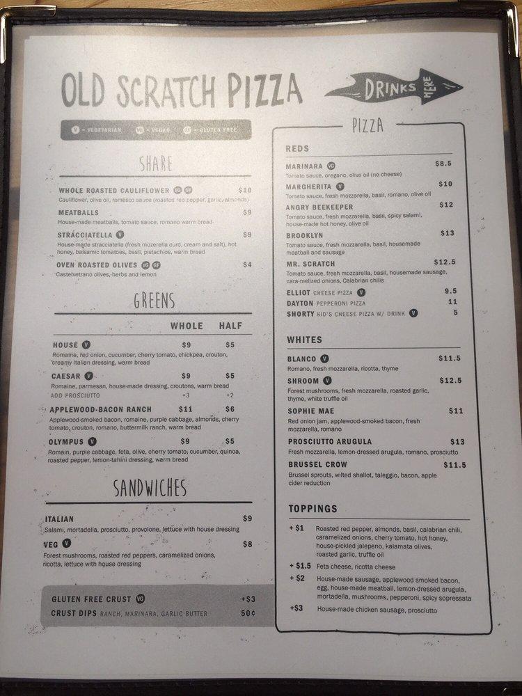 Menu at Old Scratch Pizza & Beer pub & bar, Dayton, 812 S Patterson Blvd