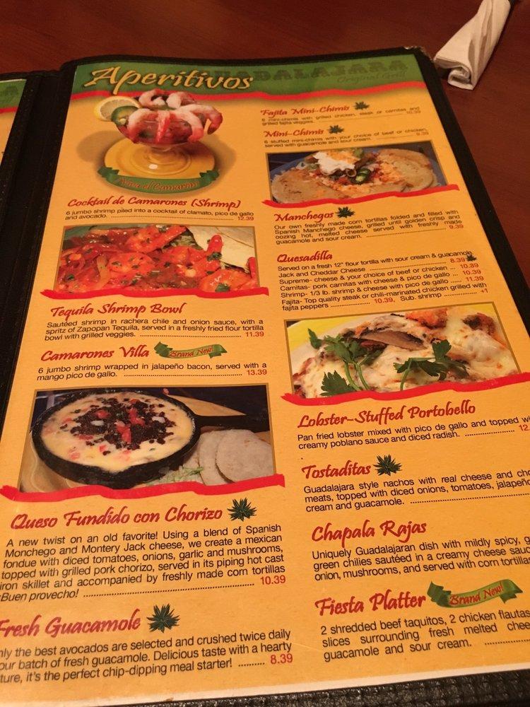 Menu at Guadalajara Original Grill restaurant, Tucson, N Oracle Rd