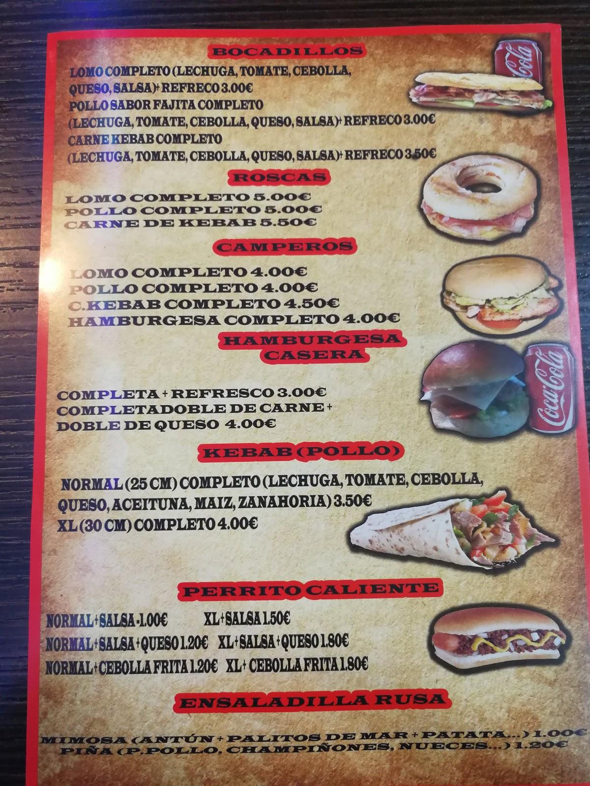Menu at Patatas Asadas R restaurant, Maracena