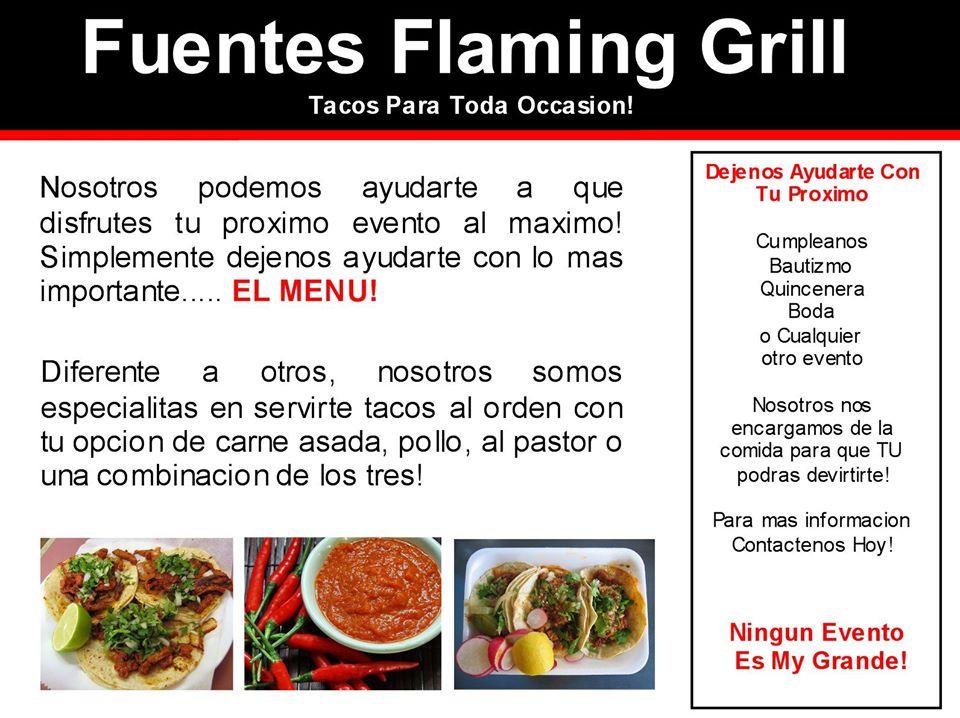 Menu at Fuentes Flaming TACOS, Los Angeles