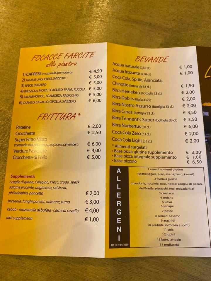 Menu at La Pizzuteria Di Carmelo Cappuccio restaurant, Syracuse