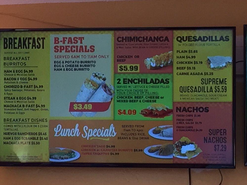 Menu at Memo's Mexican Restaurant, Everett