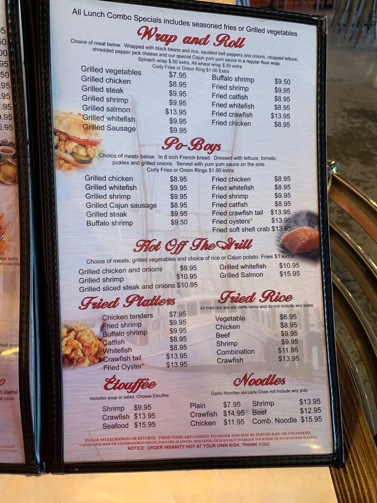 Menu at Red Crawfish Seafood & Wings steakhouse, Loganville