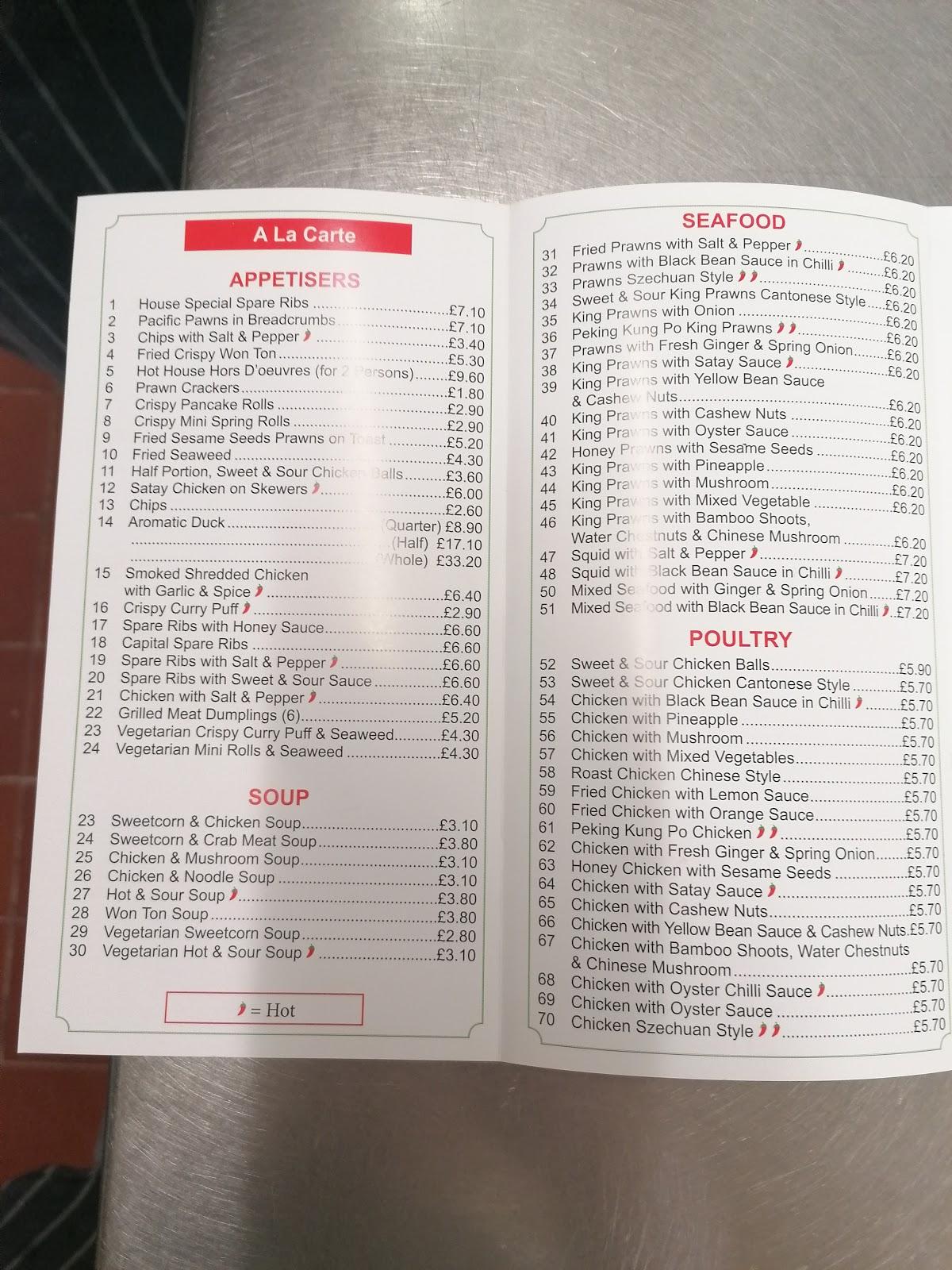 Menu at Sun DO Chinese takeaways, Stansted