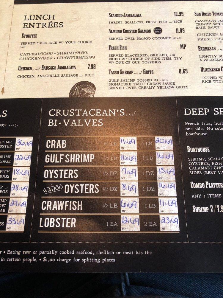 Menu at Wahoo Seafood Grill & Sports Bar, Tallahassee