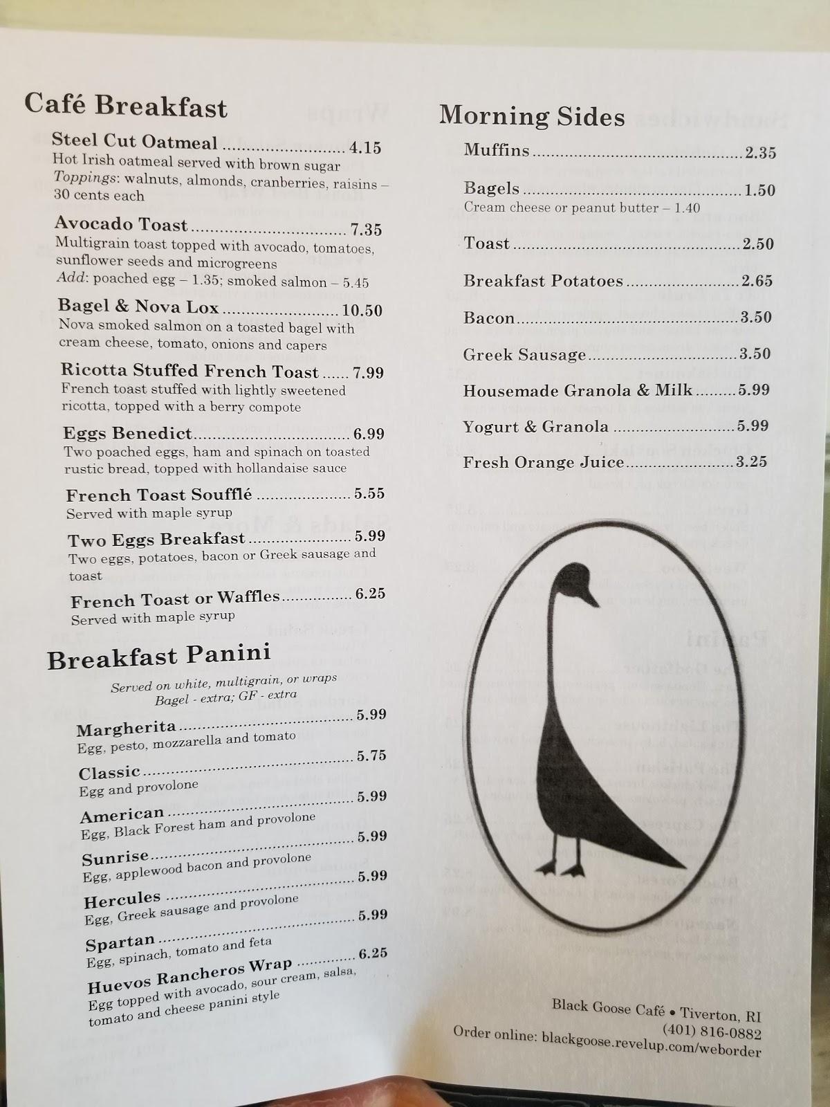 Menu at Black Goose Café cafe, Tiverton