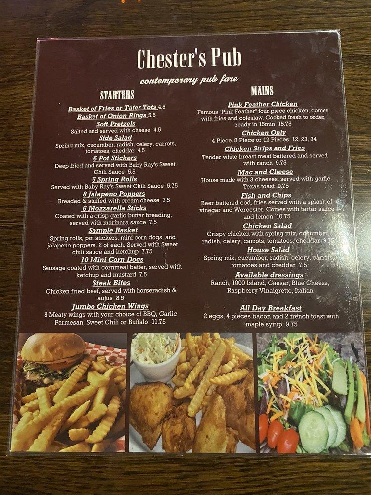 Menu at Chester's Pub, Boring