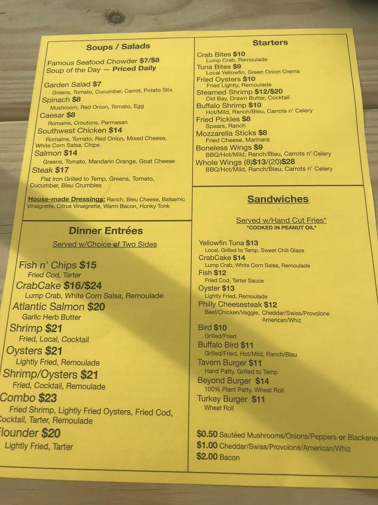 Menu at Lucky 12 Tavern pub & bar, Nags Head