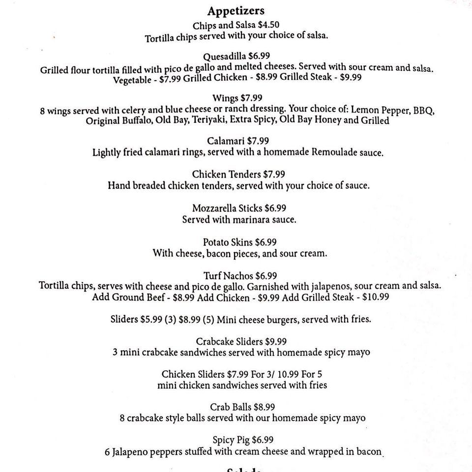 Menu at Terrapin's Turf pub & bar, College Park