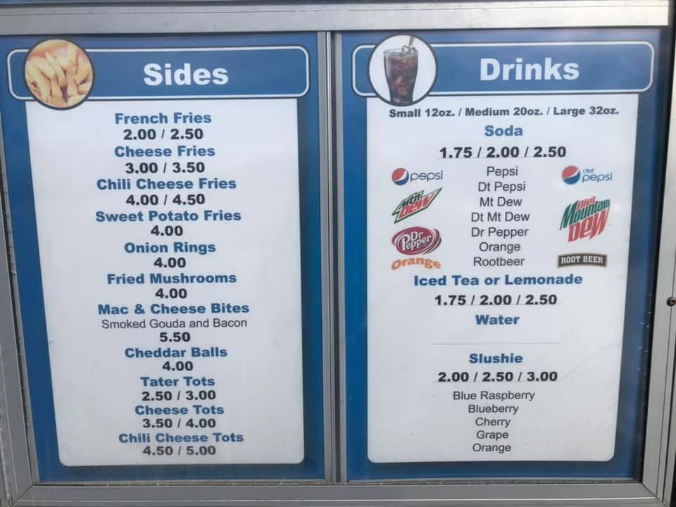 Carta del restaurante Bundy’s Burgers and Ice Cream, Montgomery City