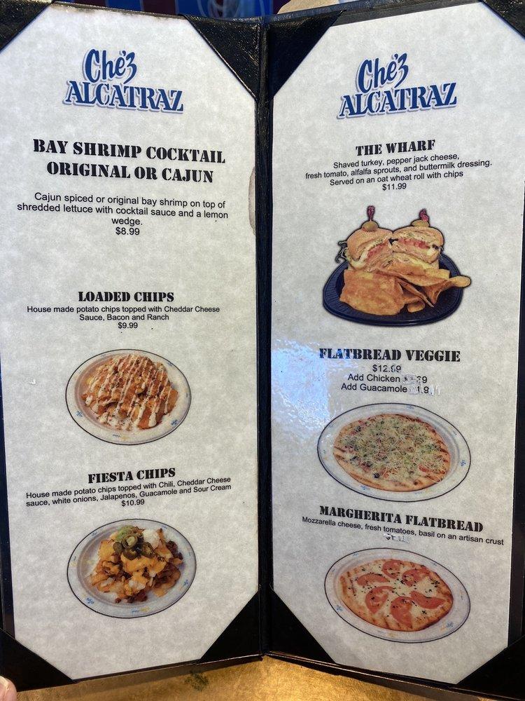 Menu at Chez Alcatraz pub & bar, Orlando, 6000 Universal Blvd