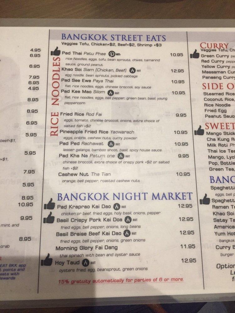 Menu at EAT BKK Thai Kitchen (Sheppard) restaurant, Toronto, Yonge St
