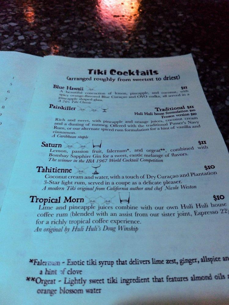 Menu at Huli Huli Tiki Lounge pub & bar, Powell