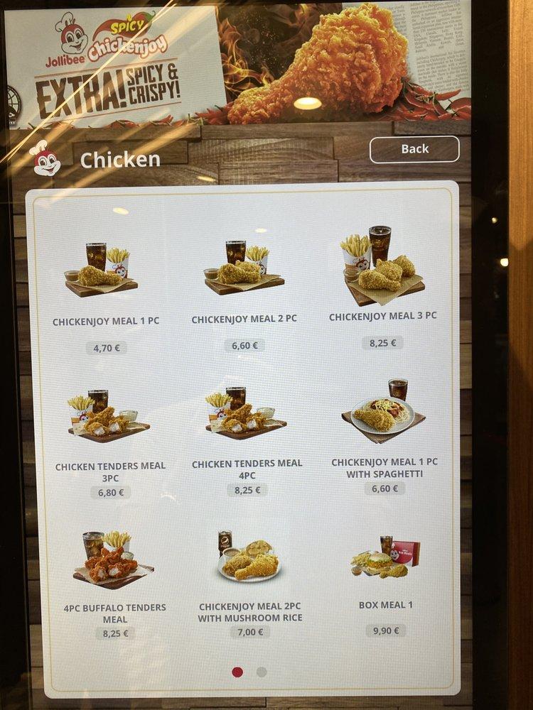 Menu da Jollibee fast food, Milano