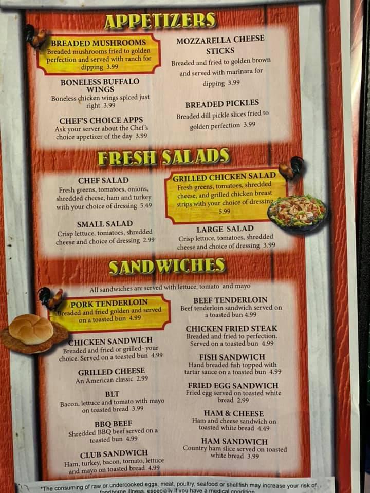 Menu at Ozark Cafe, Berryville