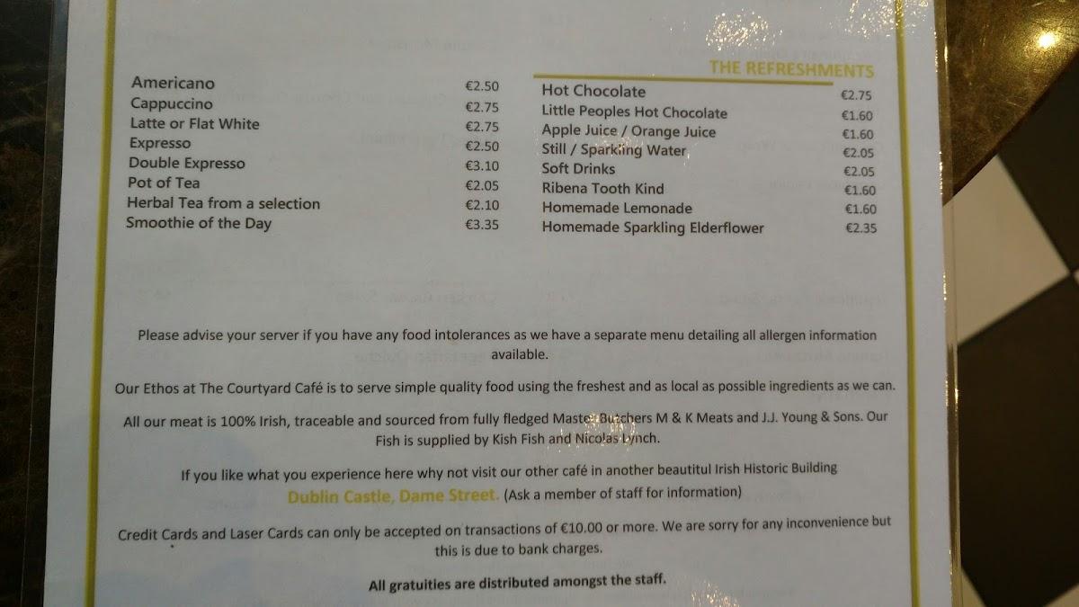Menu at The Courtyard Café cafe, Celbridge