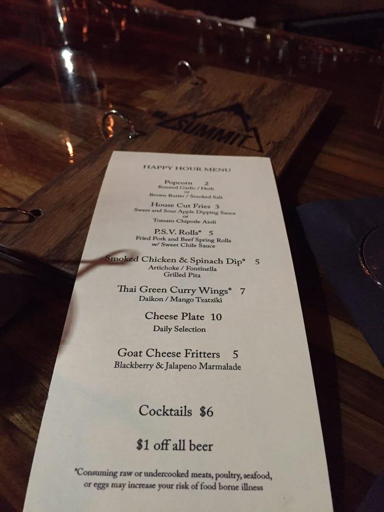 Menu at The Summit pub & bar, Pittsburgh