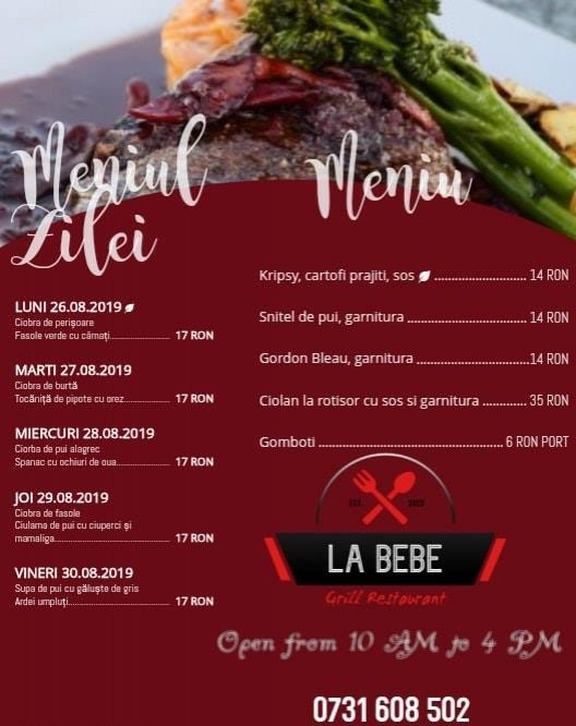 Menu at La BEBE, Săcălaz