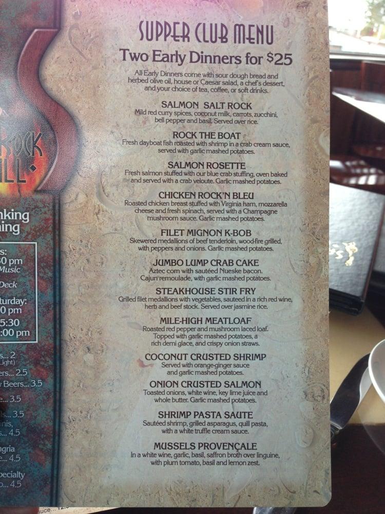 Menu at Salt Rock Grill steakhouse, Indian Shores, Gulf Blvd