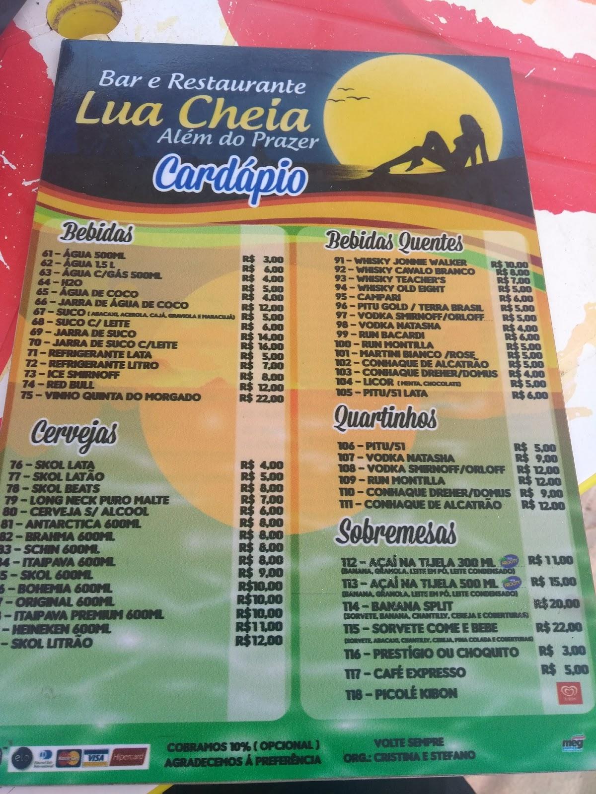 Menu at Bar e Restaurante Lua Cheia, Maragogi