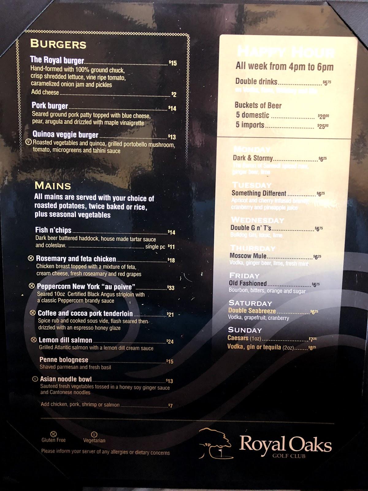 Menu at Crosswinds Restaurant and Bar, Moncton