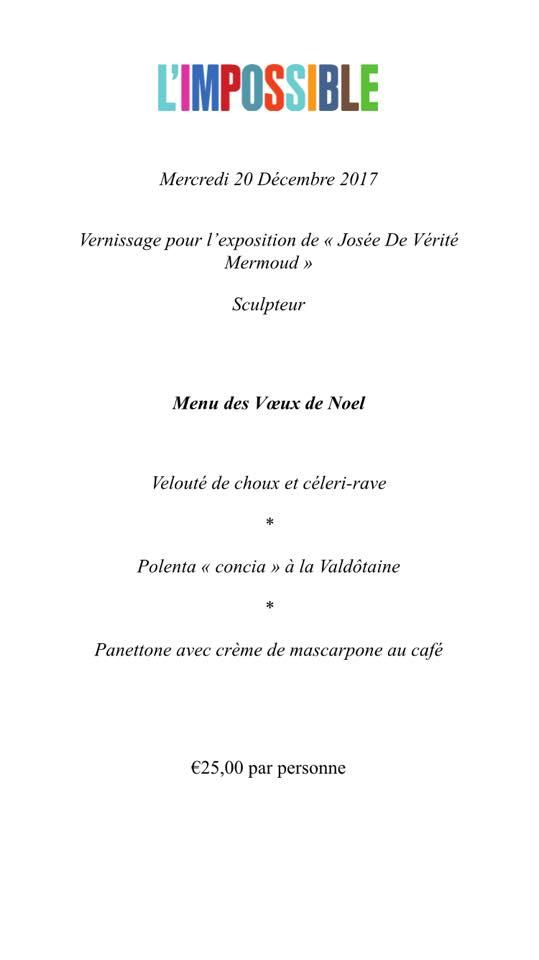 Menu at Restaurant Chamonix - L'impossible, Chamonix