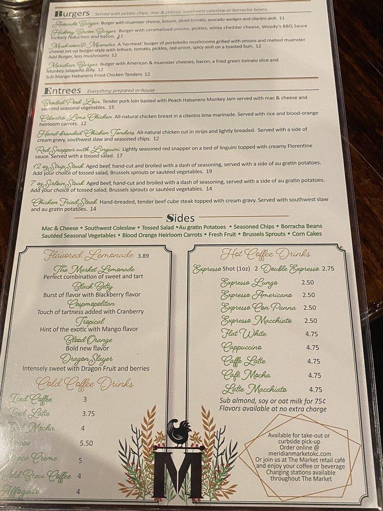 Menu at Meridian Market Kitchen and Food Collective pub & bar, Oklahoma ...