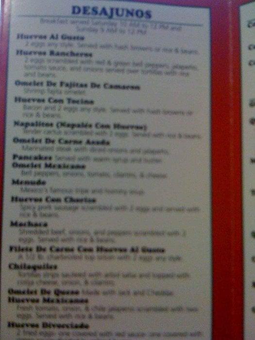 Menu at Cabo Seafood Grill And Cantina restaurant, Oxnard
