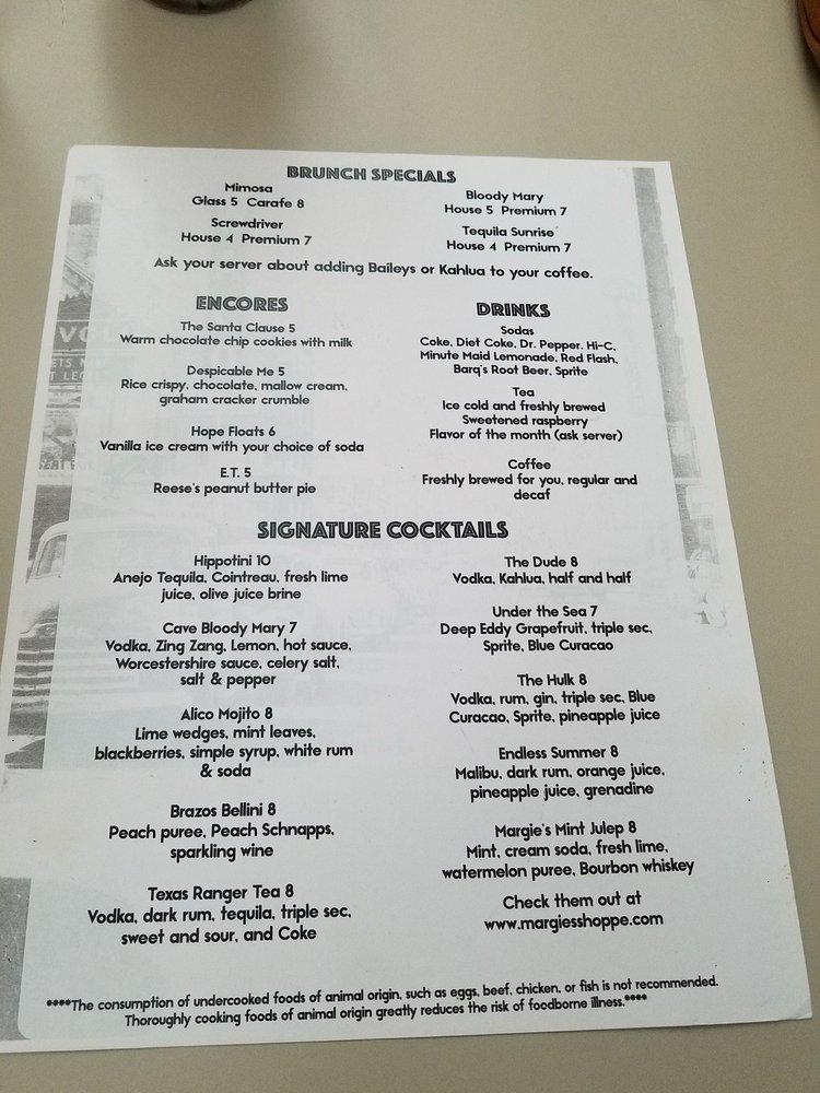 Menu at Waco Hippodrome Theatre pub & bar, Waco