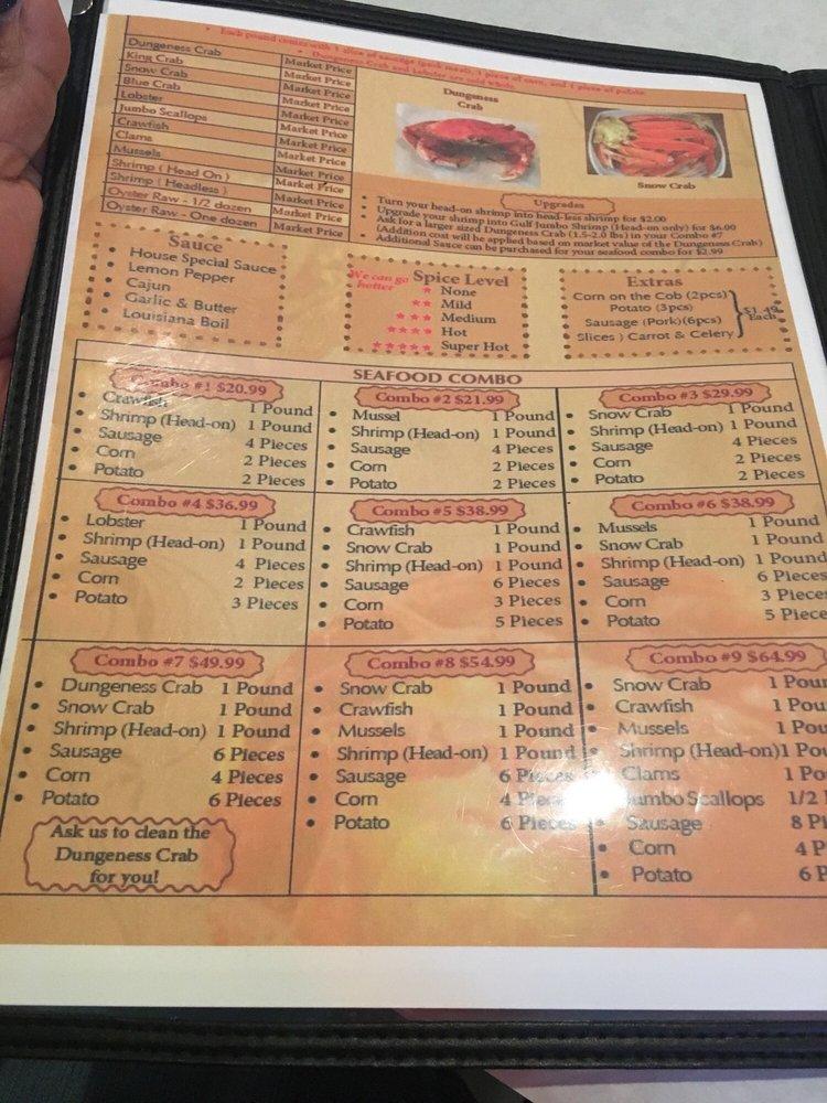 Menu at Crawfish Chef restaurant, Kent