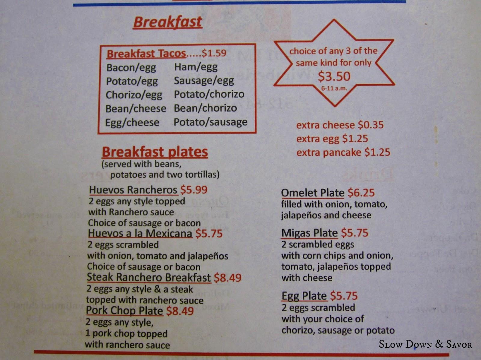 Menu at Durango Restaurant, Wimberley