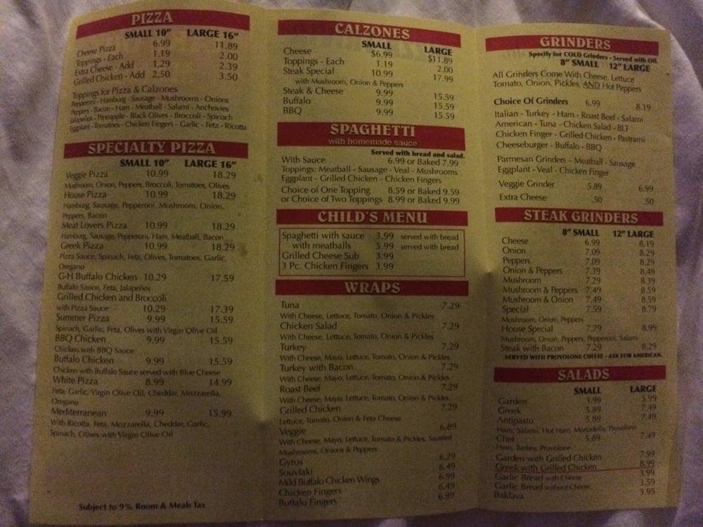 Menu at G H Pizza pizzeria, Lincoln