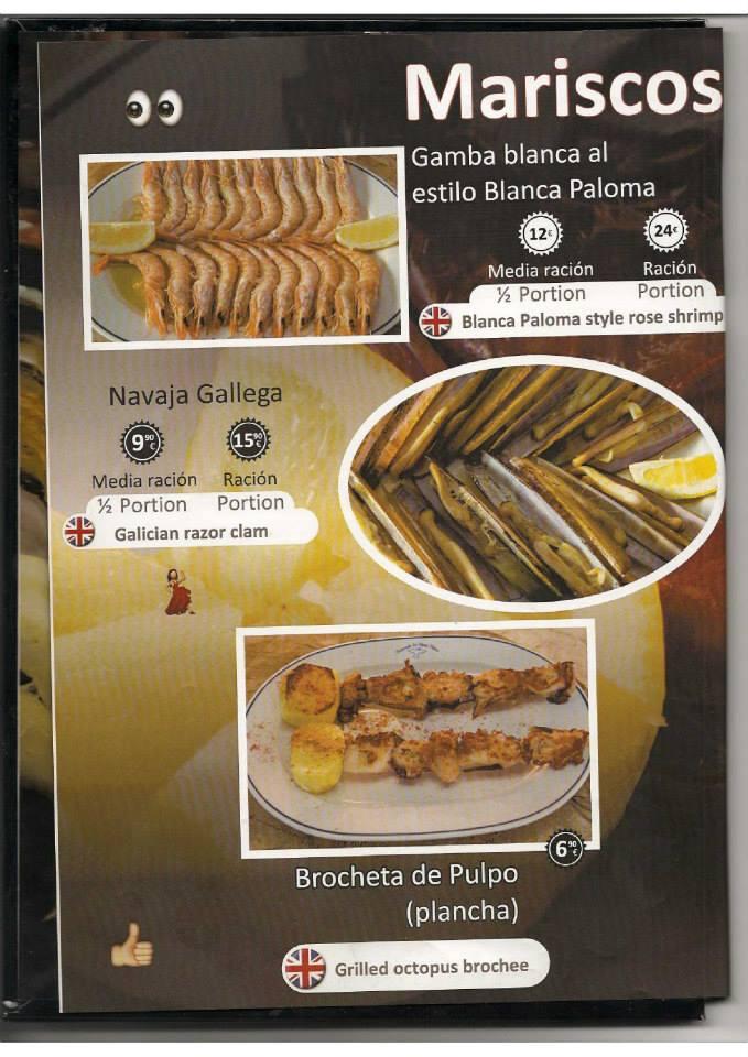 Carta del restaurante La Blanca Paloma, Madrid, Federico Mompou 20