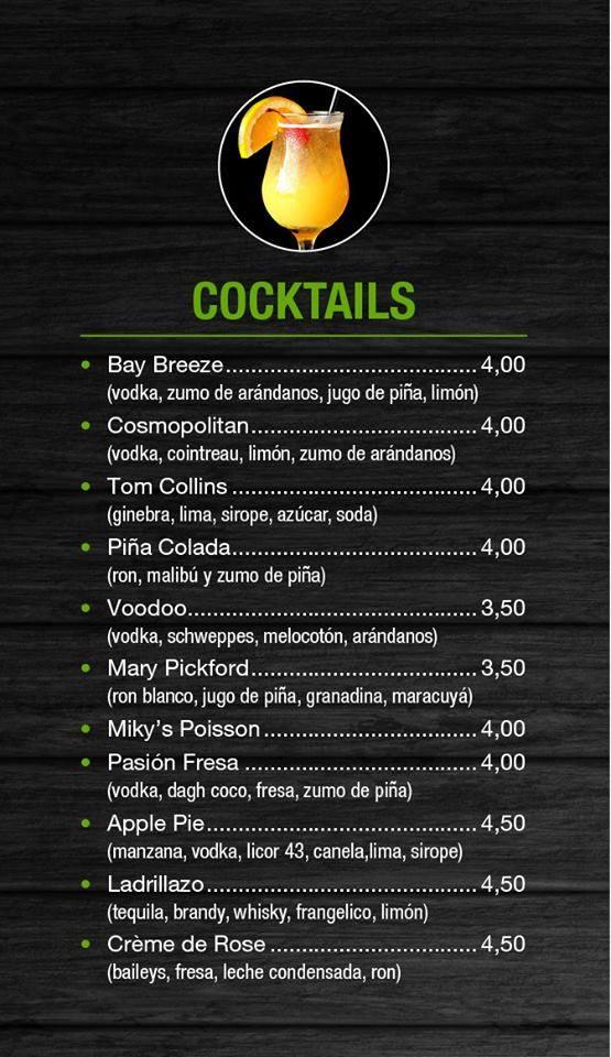 Menu at Solera Cafe Cocktail Bar, Redondela