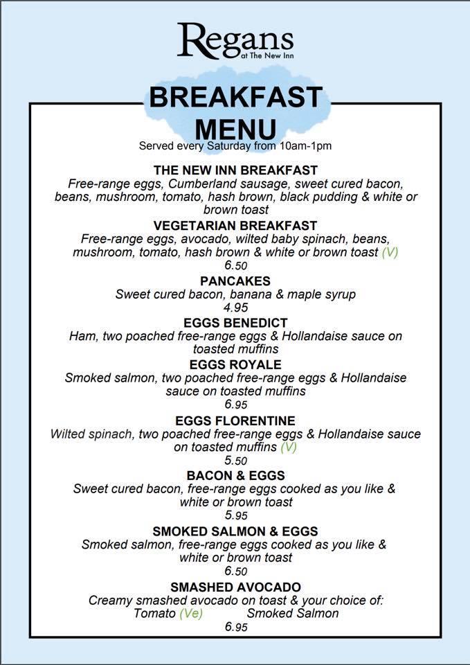 Menu at The New Inn restaurant, Bromley, 59 Station Approach