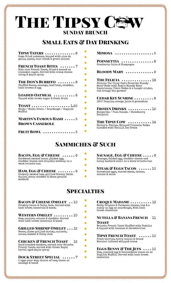 Menu at The Tipsy Cow Bar and Grill, Cedar Key
