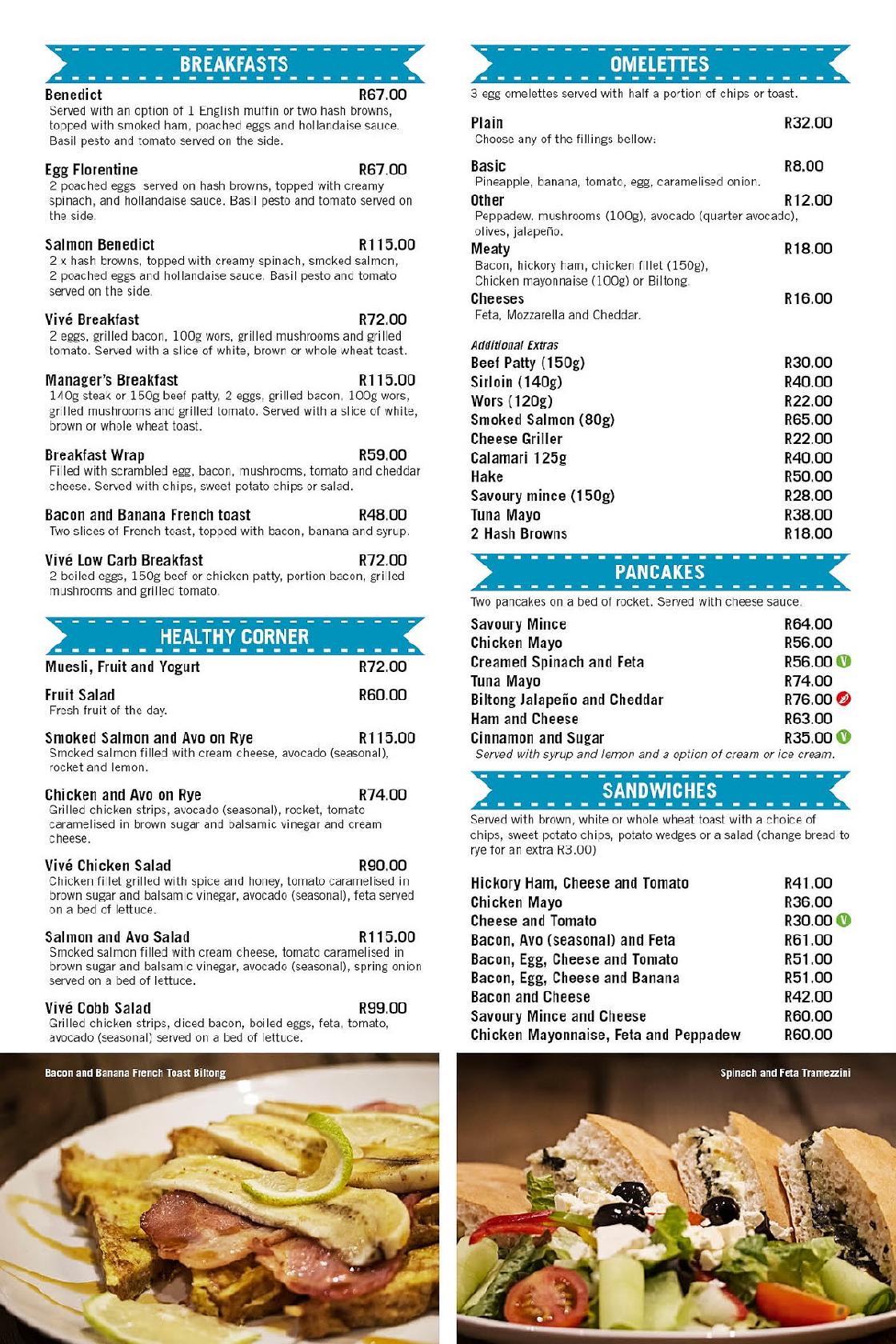Menu at Vive Cafe - Mediclinic, Bloemfontein