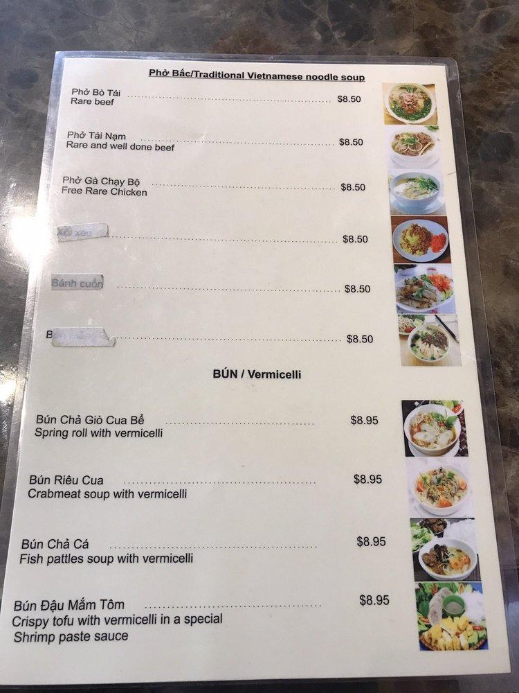 Menu at Cafe Dang Anh, Vancouver