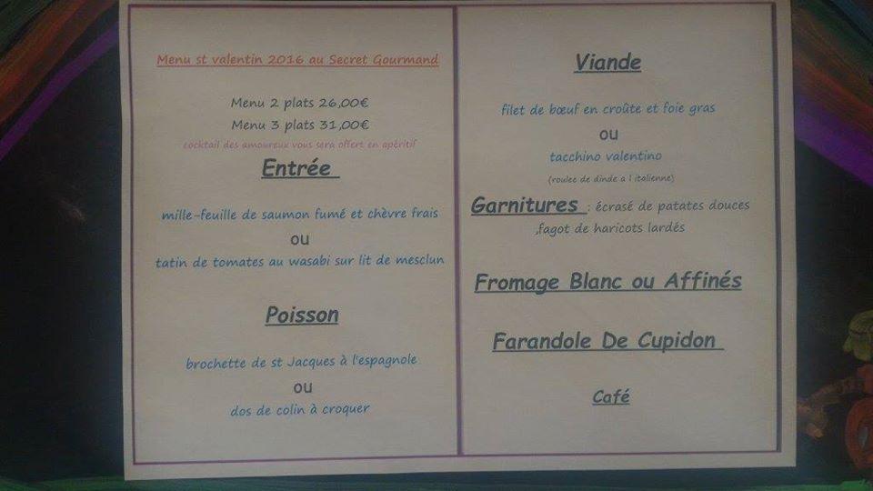 Menu at Secret Gourmand restaurant, Biol