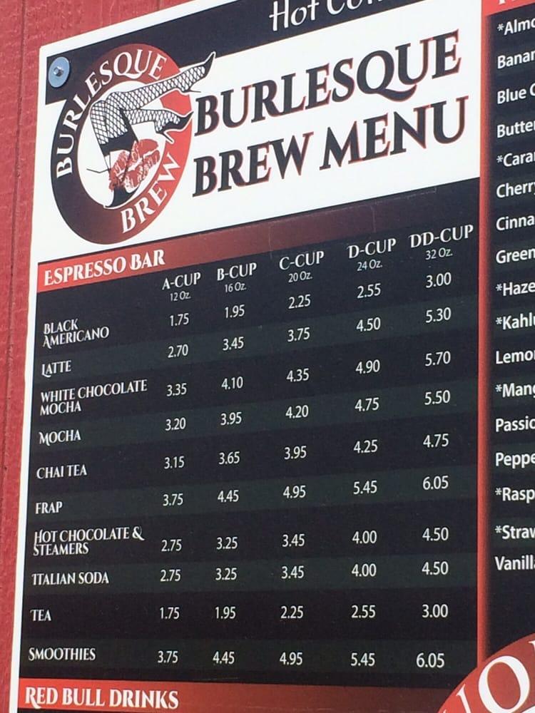 Menu at Burlesque Brew, Kennewick, W Metaline Ave