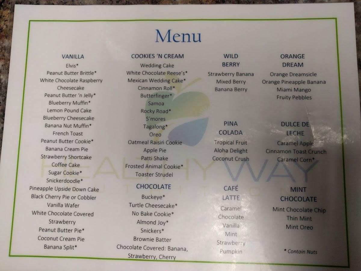 Menu at Herbalife Healthy Way Nutrition cafe, Newark, 599 Country Club Dr