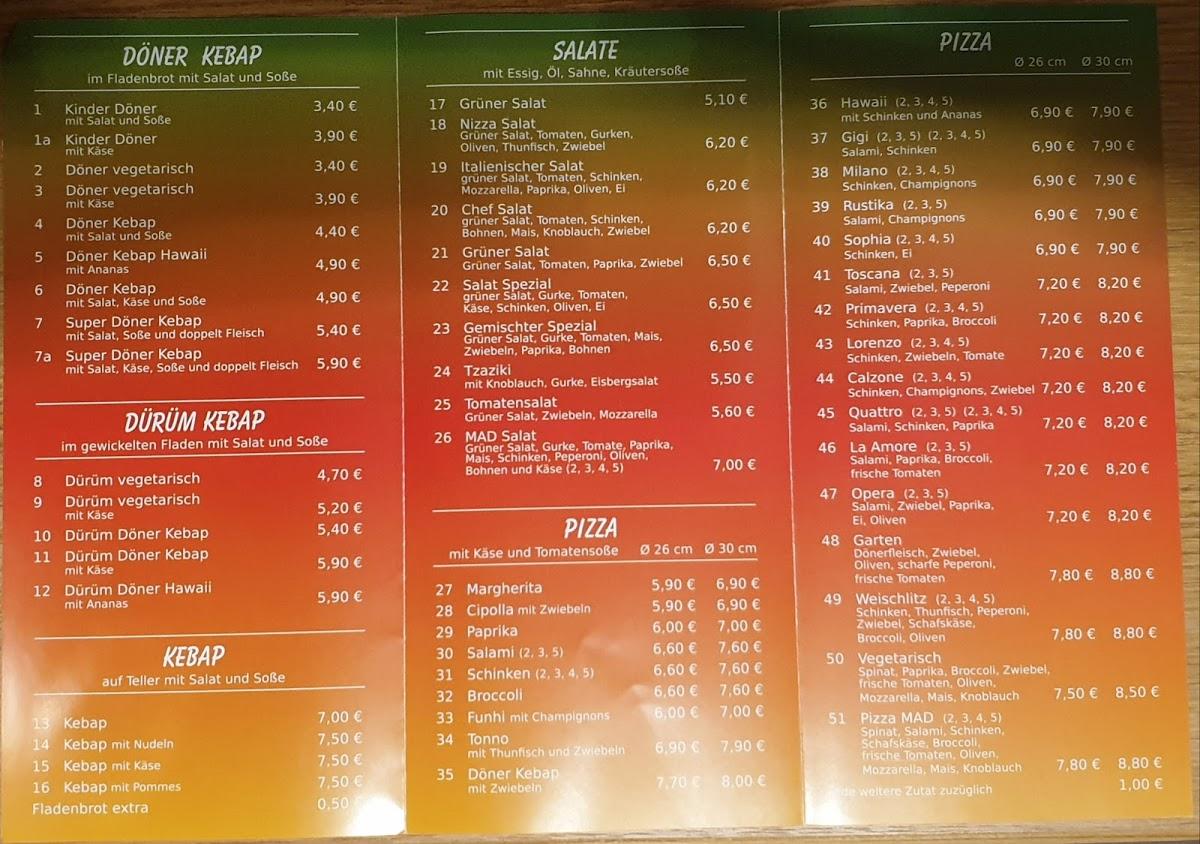 Speisekarte von MAD Döner pub & Bar, Weischlitz