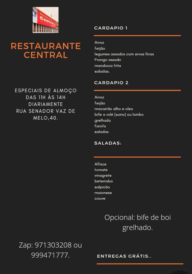 Menu at Restaurante Central, Viçosa